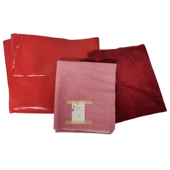 Unknown | Other | Vintage Sewing Fabric Scrap Pieces Red Vinyl Gingham ...